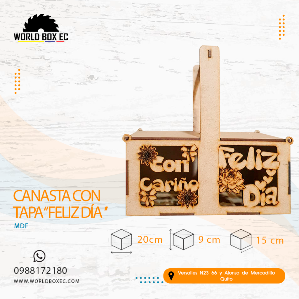 Canasta con tapa '''Feliz Día'' - WORLDBOX